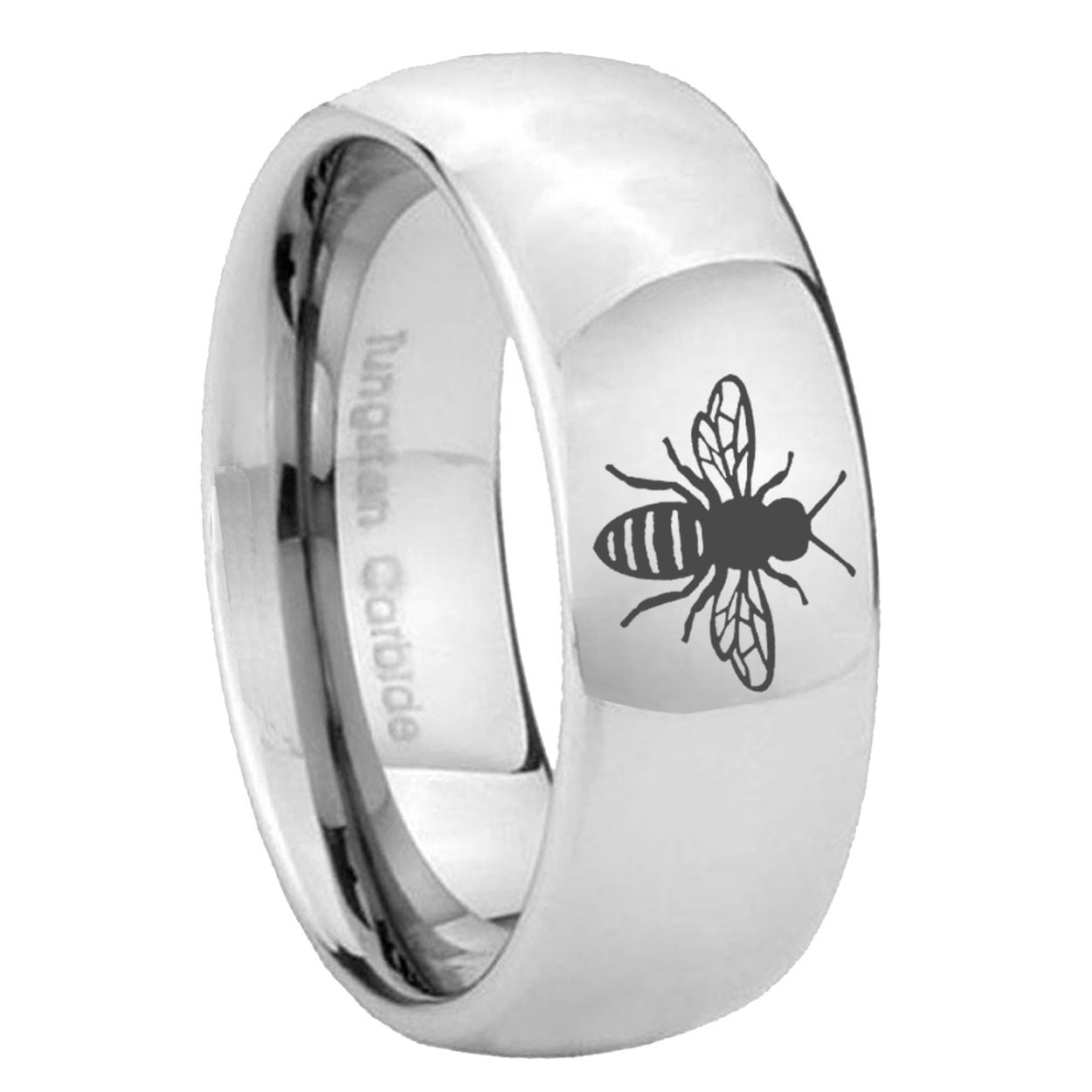 Bees 8MM Gray High Polish Dome Tungsten Men Ring - Walmart.com