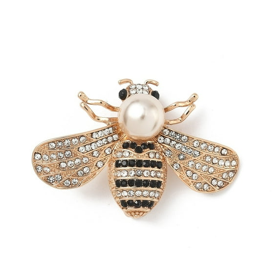 Bees Alloy Rhinestone Brooches for Backpack Clothes with Plastic Pearl ...