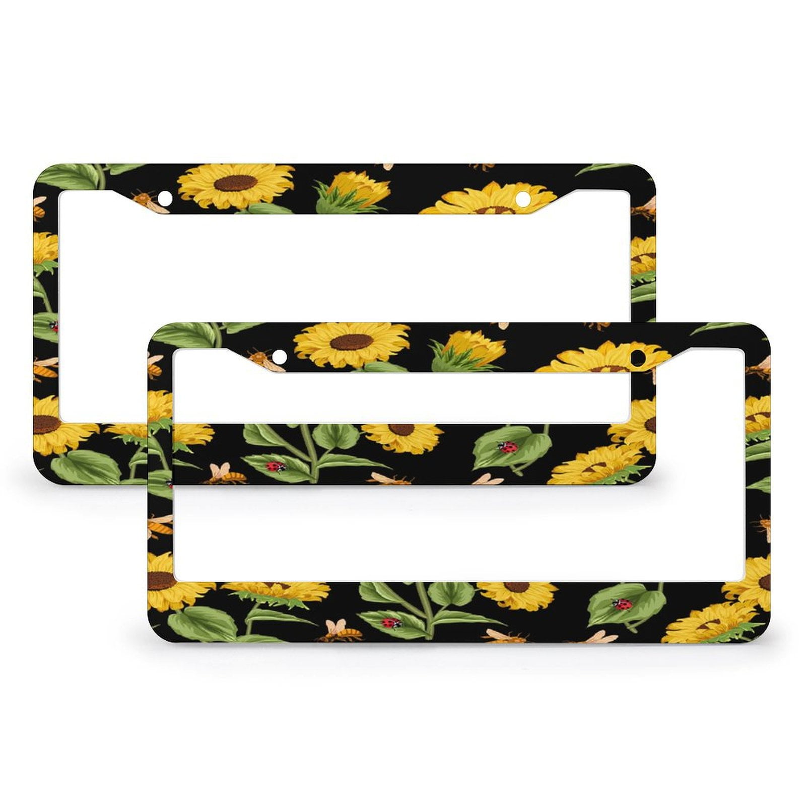 Bees And Sunflowers In A Pattern License Plate Frame - 2 Pack Women Car ...