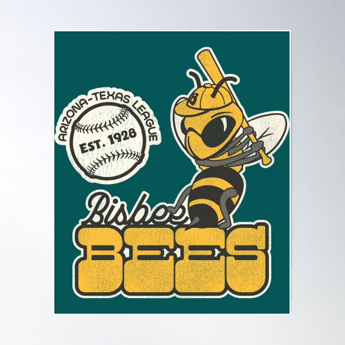 Bees Baseball Team Poster Wall Art, Modern Wall Decor For Living Room ...