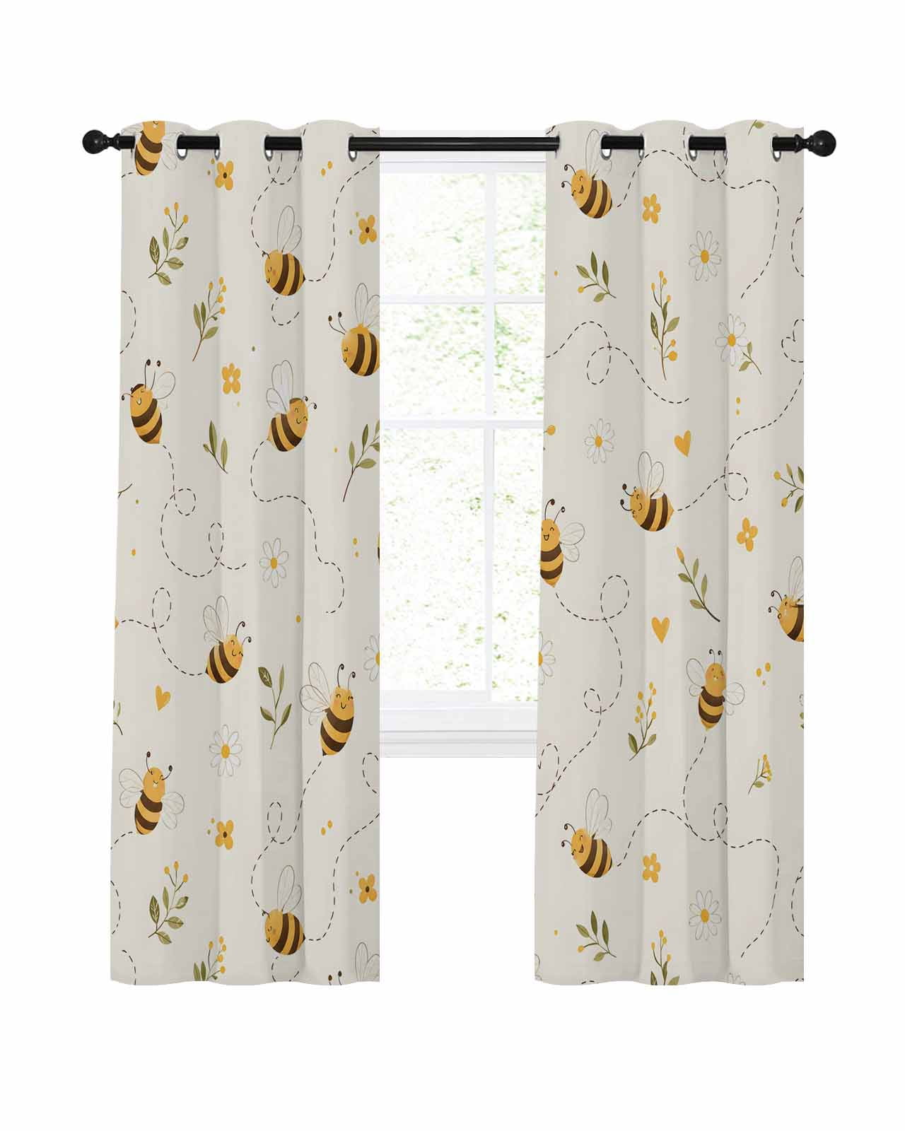 Bees Blackout Curtains for Bedroom Living Room, Minimalist Rustic ...