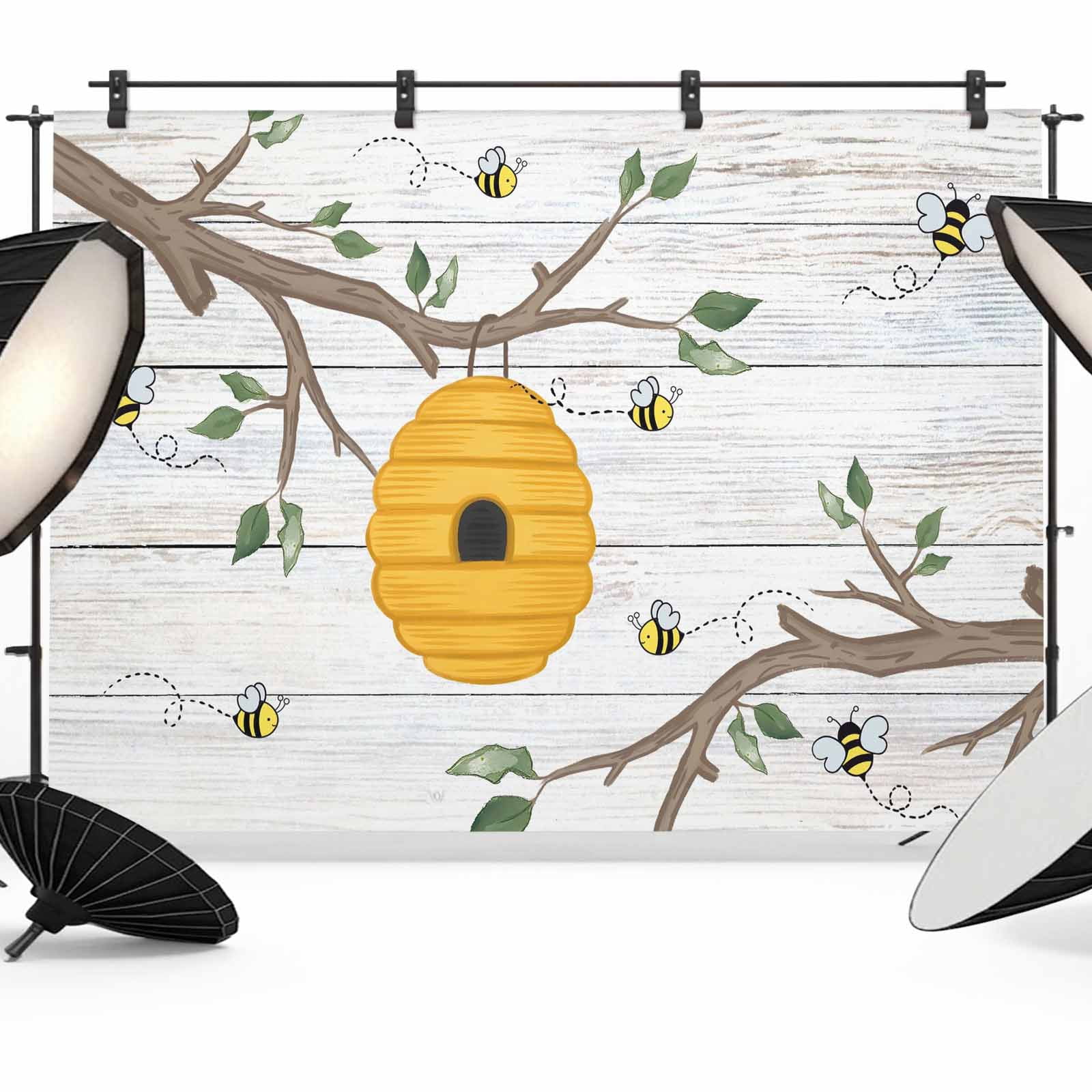 Bees Branches Backdrop for Photography,Fabric Photo Background Backdrop ...