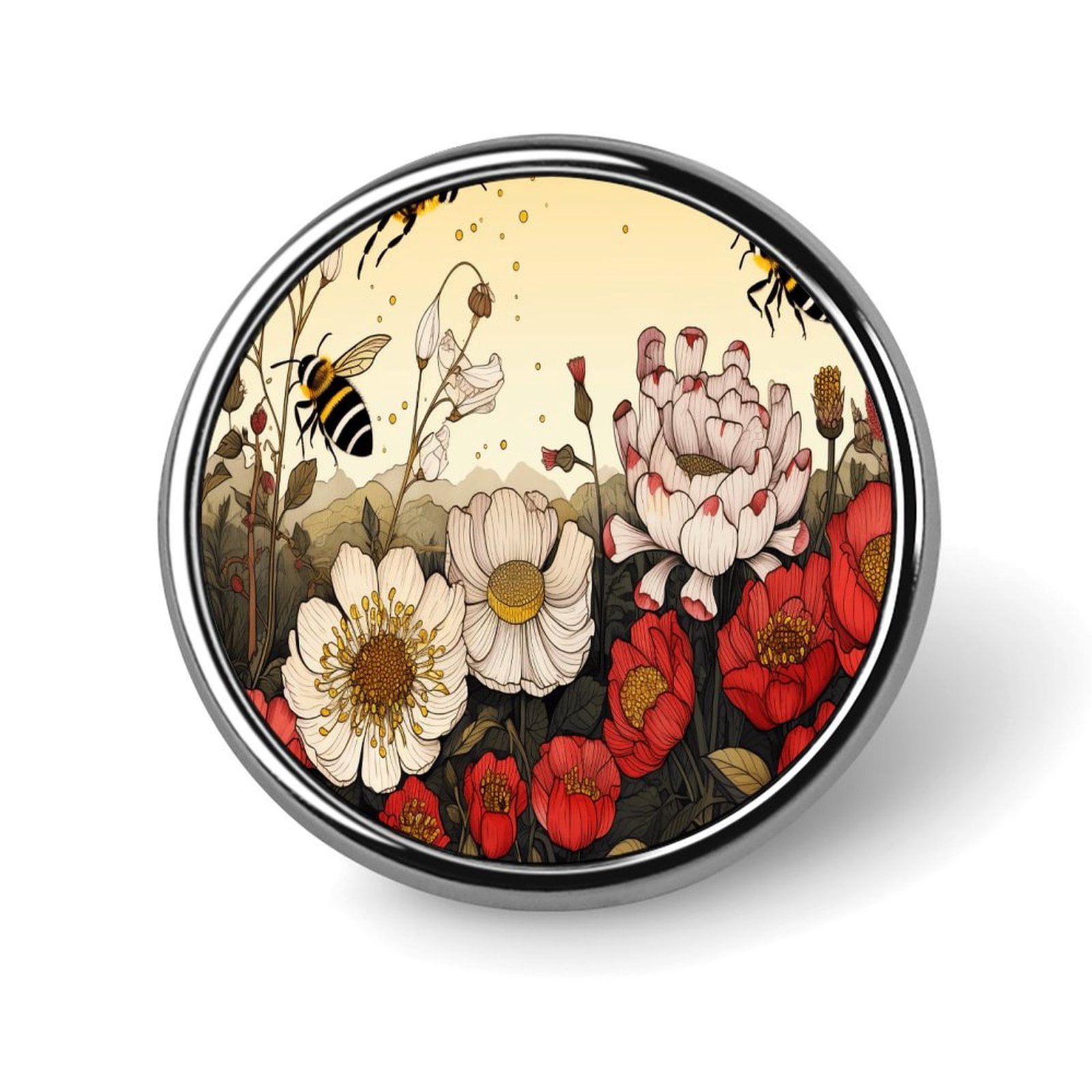 Bees Collect Honey 3D Round Lapel Pin Tie Tack Cute Brooch Pin Badge ...