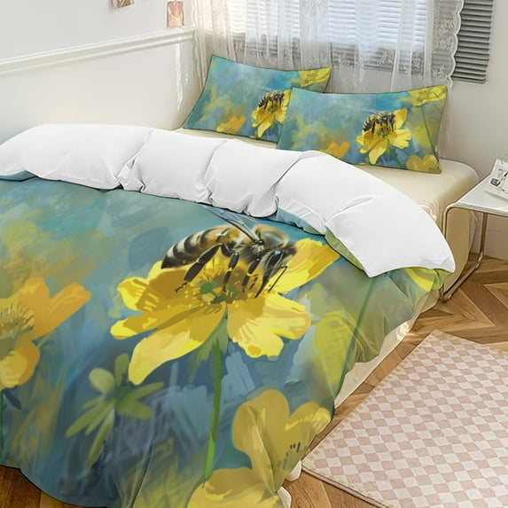 Bees Collect Honey Duvet Cover Set Pattern Soft Bedding Set Comforter ...