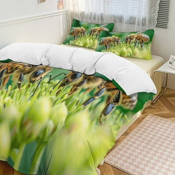 Bees Collect Honey Duvet Cover Set Themed Multicolor Polyester Bedding ...