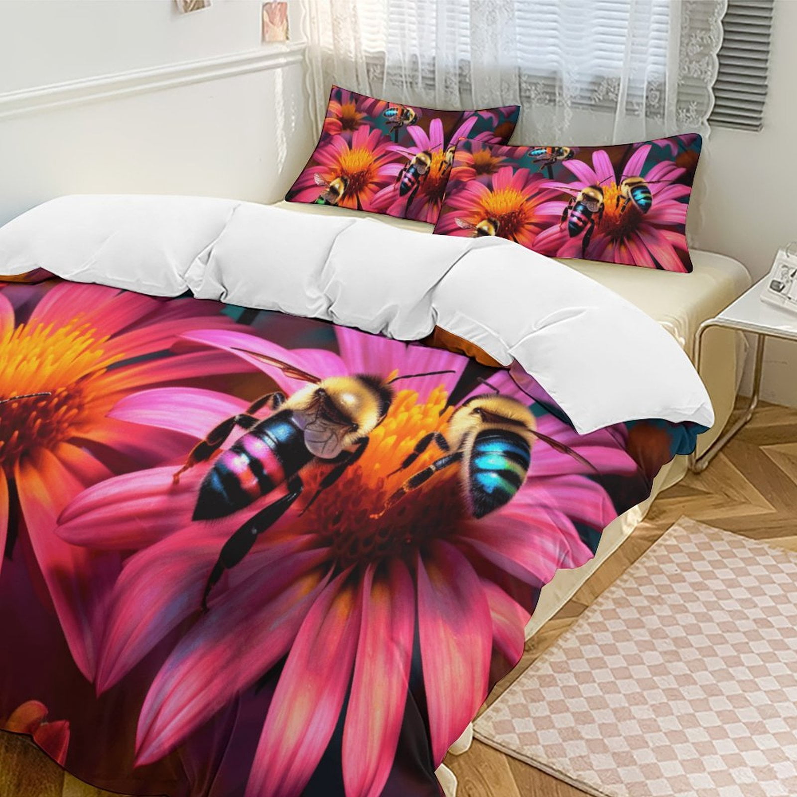 Bees Collect Honey Duvet Cover Set Themed Multicolor Polyester Bedding ...