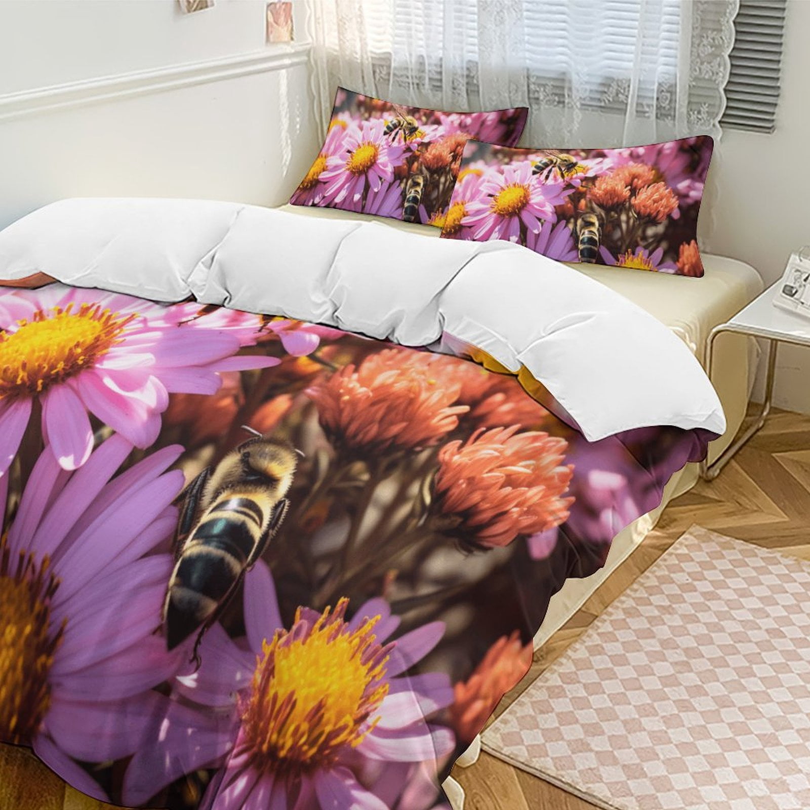 Bees Collect Honey Duvet Cover Set Themed Multicolor Polyester Bedding ...