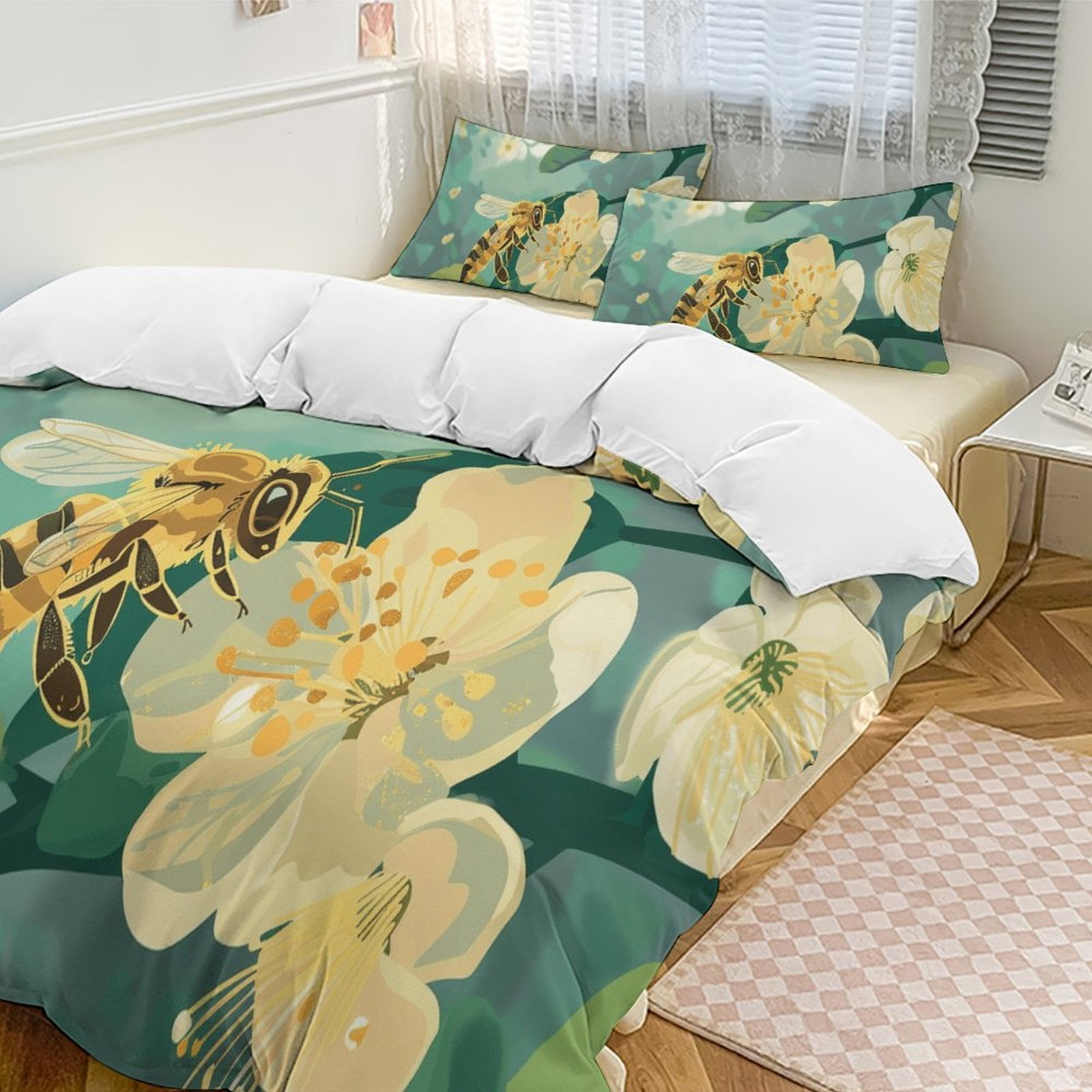 Bees Collect Honey Duvet Cover Set Themed Multicolor Polyester Bedding ...