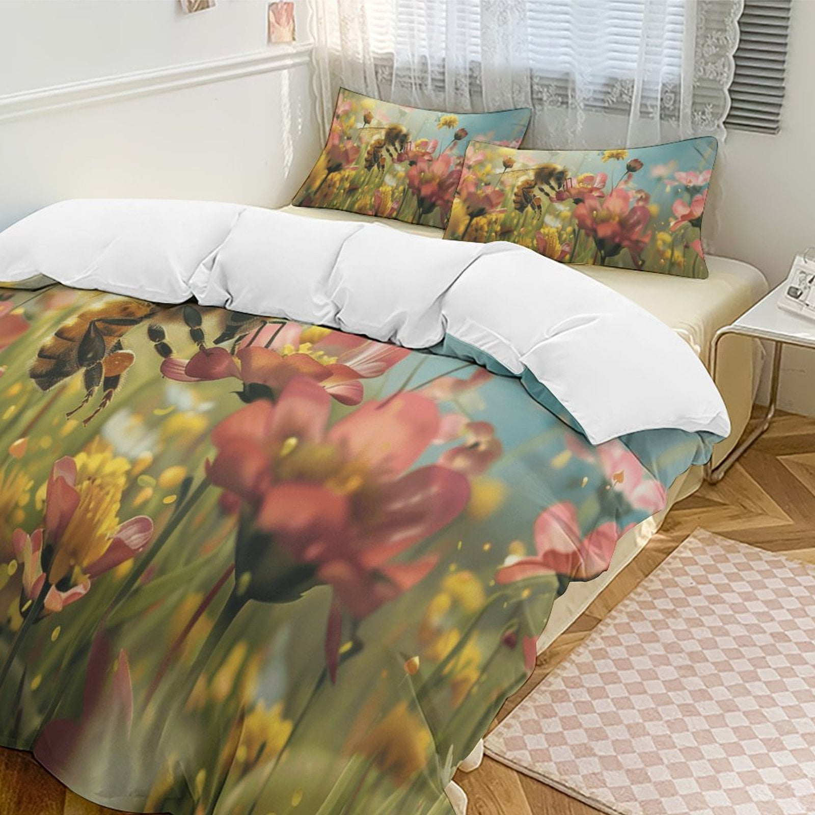 Bees Collect Honey Duvet Cover Set Themed Multicolor Polyester Bedding ...