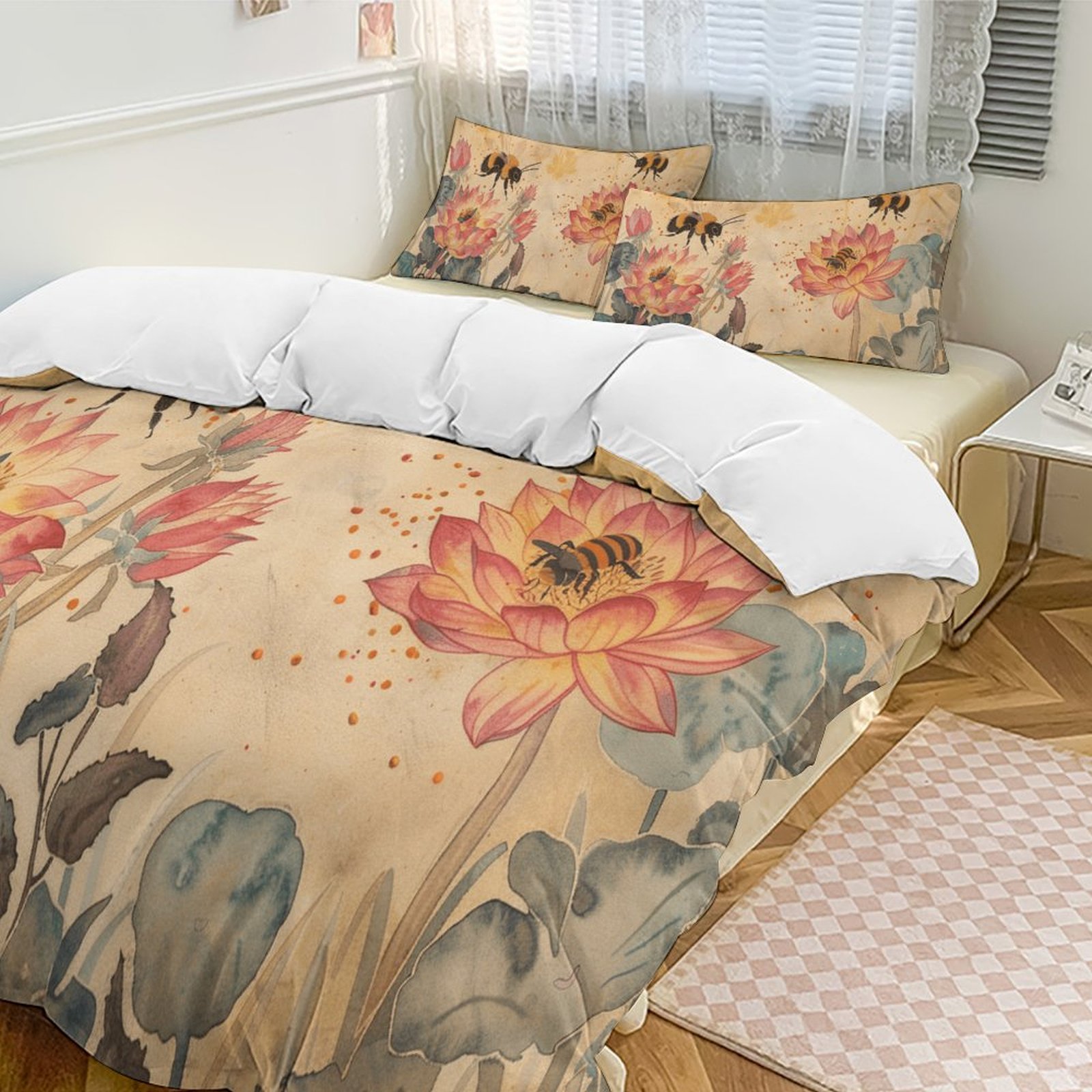 Bees Collect Honey Duvet Cover Set Themed Multicolor Polyester Bedding ...
