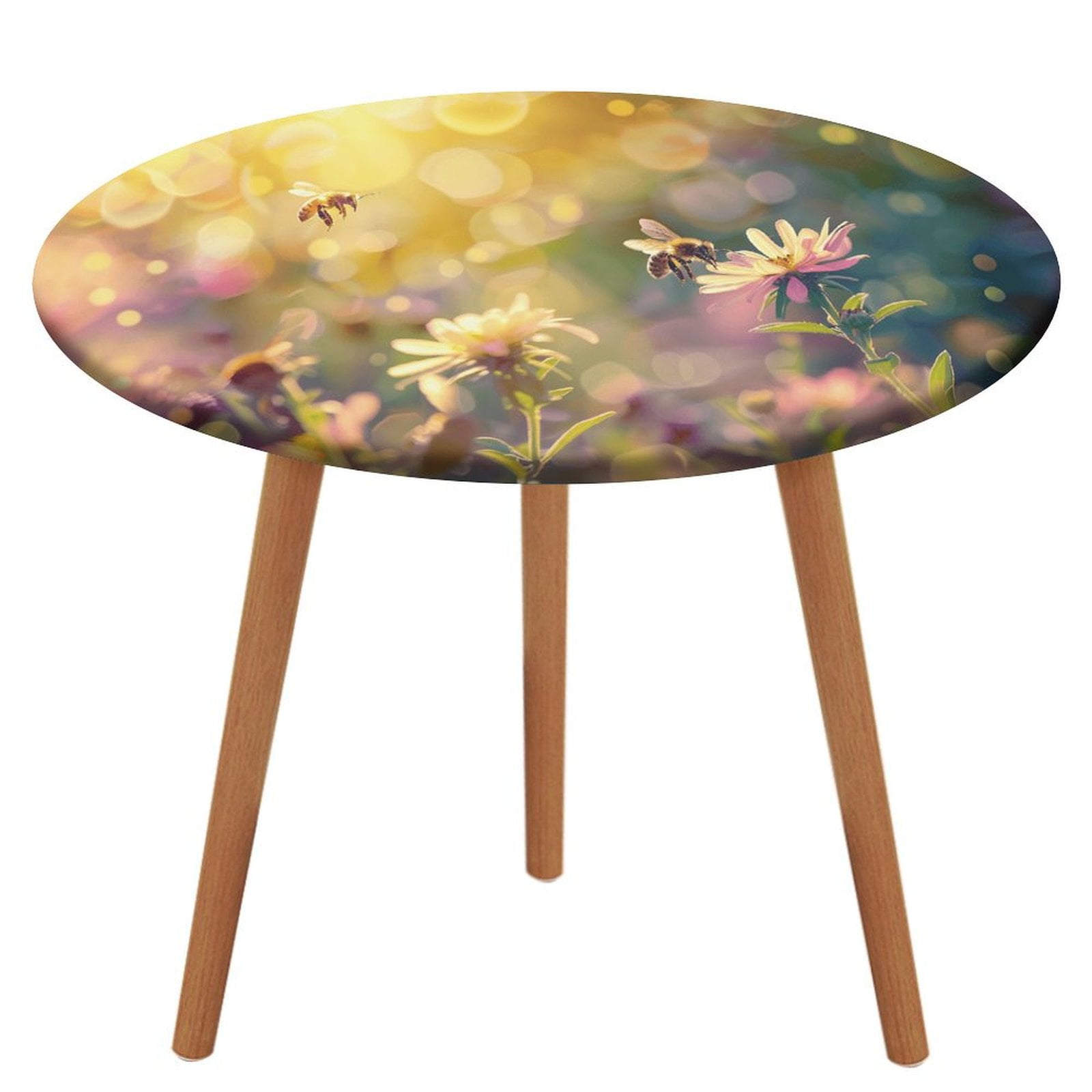 Bees Collect Honey Fitted Table Cover - Waterproof Elastic Edged Tablecloth Wipeable Table Cloth ...