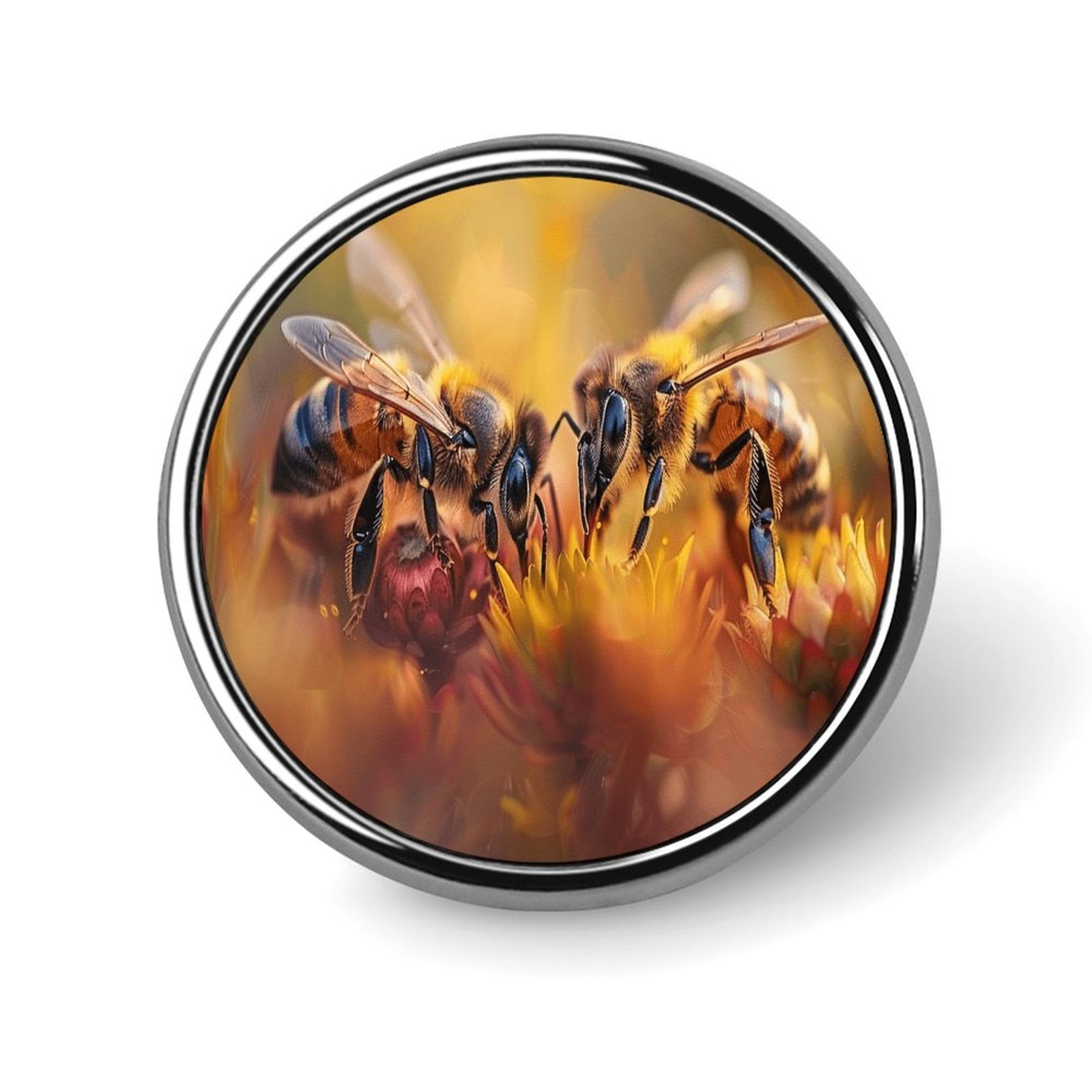 Bees Collect Honey Lapel Pin Round Art Badge Accessories Backpacks ...