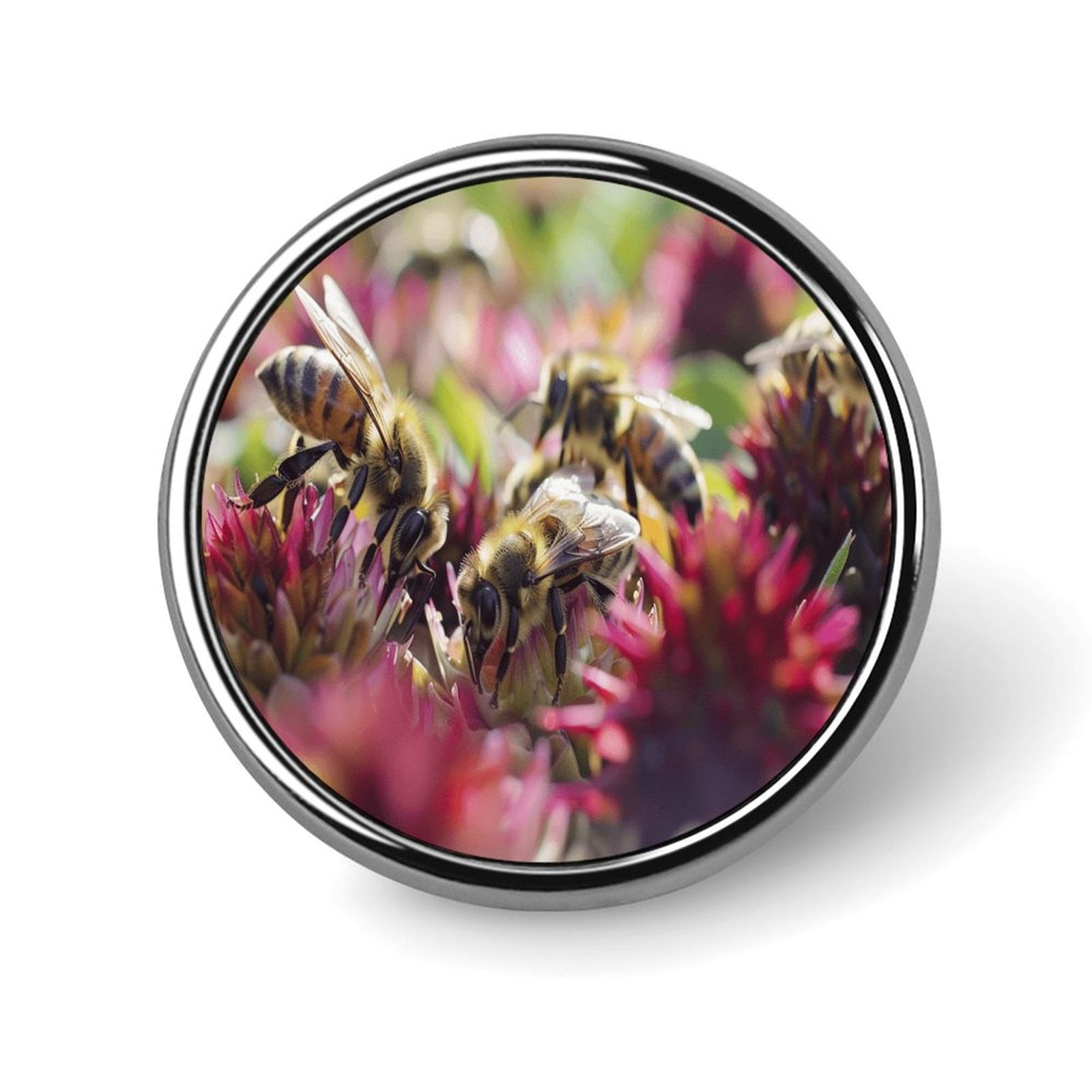 Bees Collect Honey Lapel Pin Round Art Badge Accessories Backpacks ...