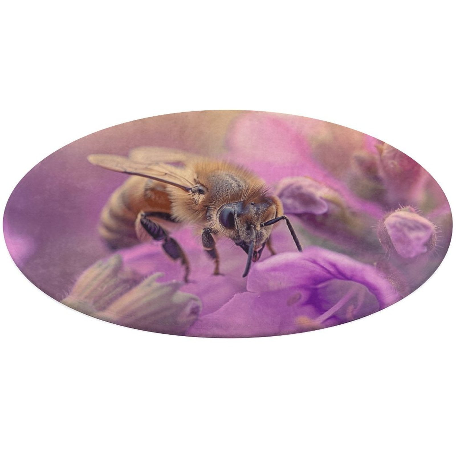 Bees Collect Honey Round Rugs -Washable Non-Slip Small Round Area Rug ...