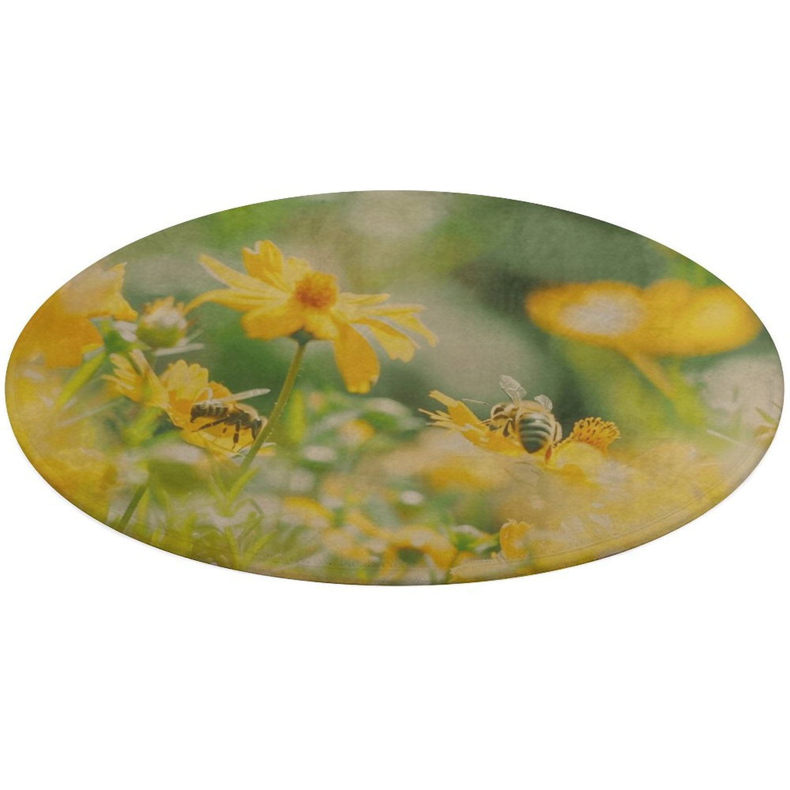 Bees Collect Honey Round Rugs -Washable Non-Slip Small Round Area Rug ...