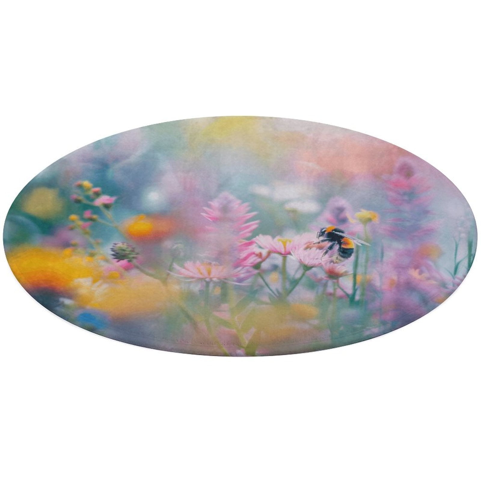 Bees Collect Honey Round Rugs -Washable Non-Slip Small Round Area Rug ...