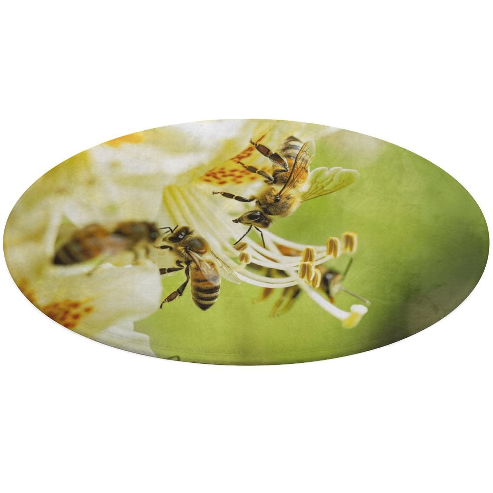 Bees Collect Honey Round Small Area Rug, Print Non Slip Washable Floor ...
