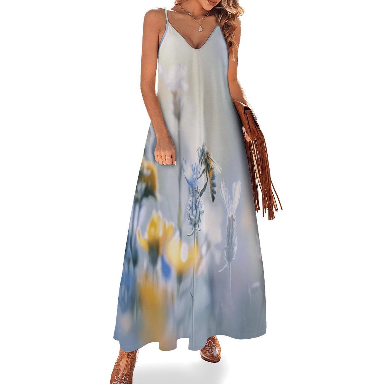Bees Collect Honey Sleeveless Dress Women's Luxury Party Dress Birthday ...