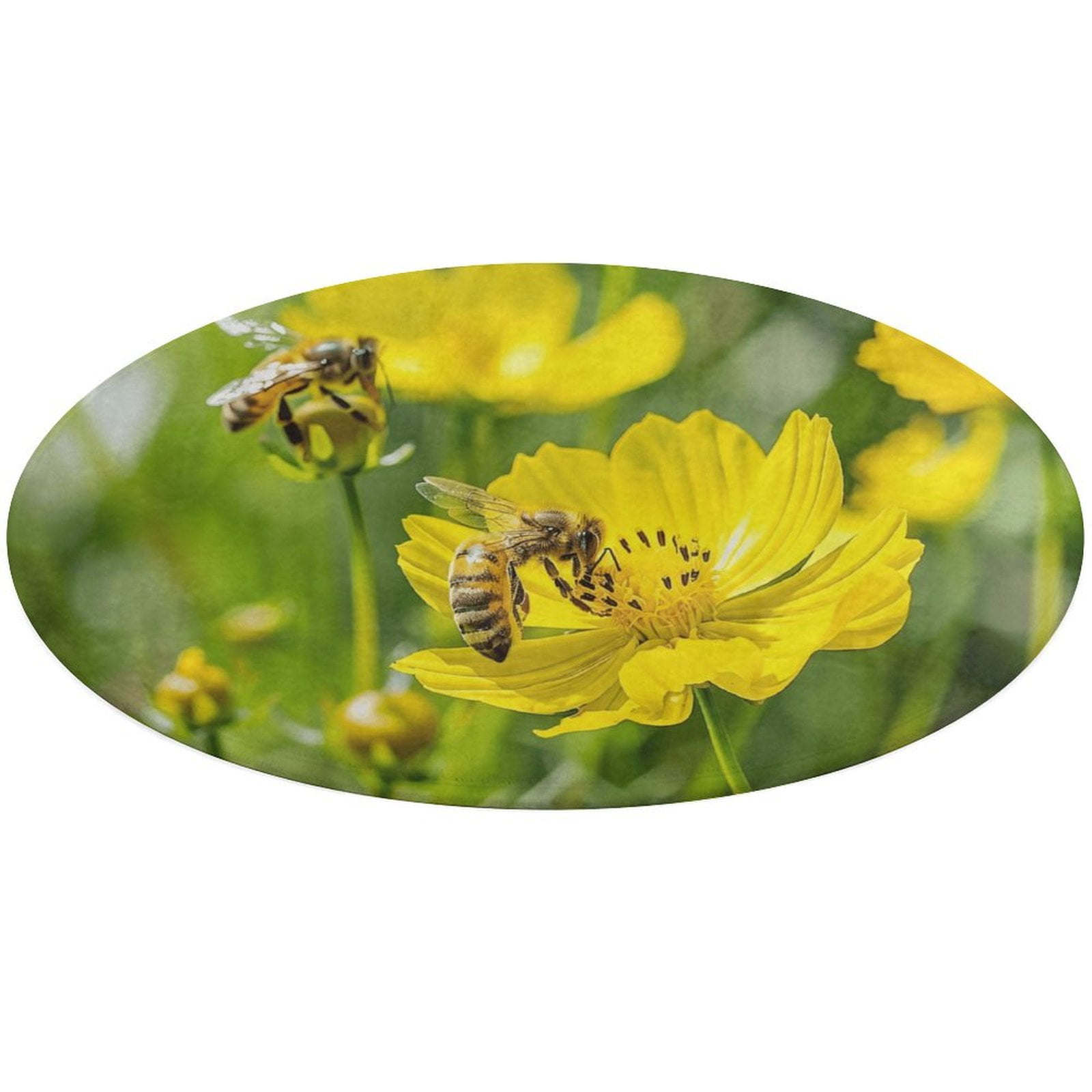 Bees Collect Honey Soft Bedroom Round Area Rug, Washable Cute Nursery ...