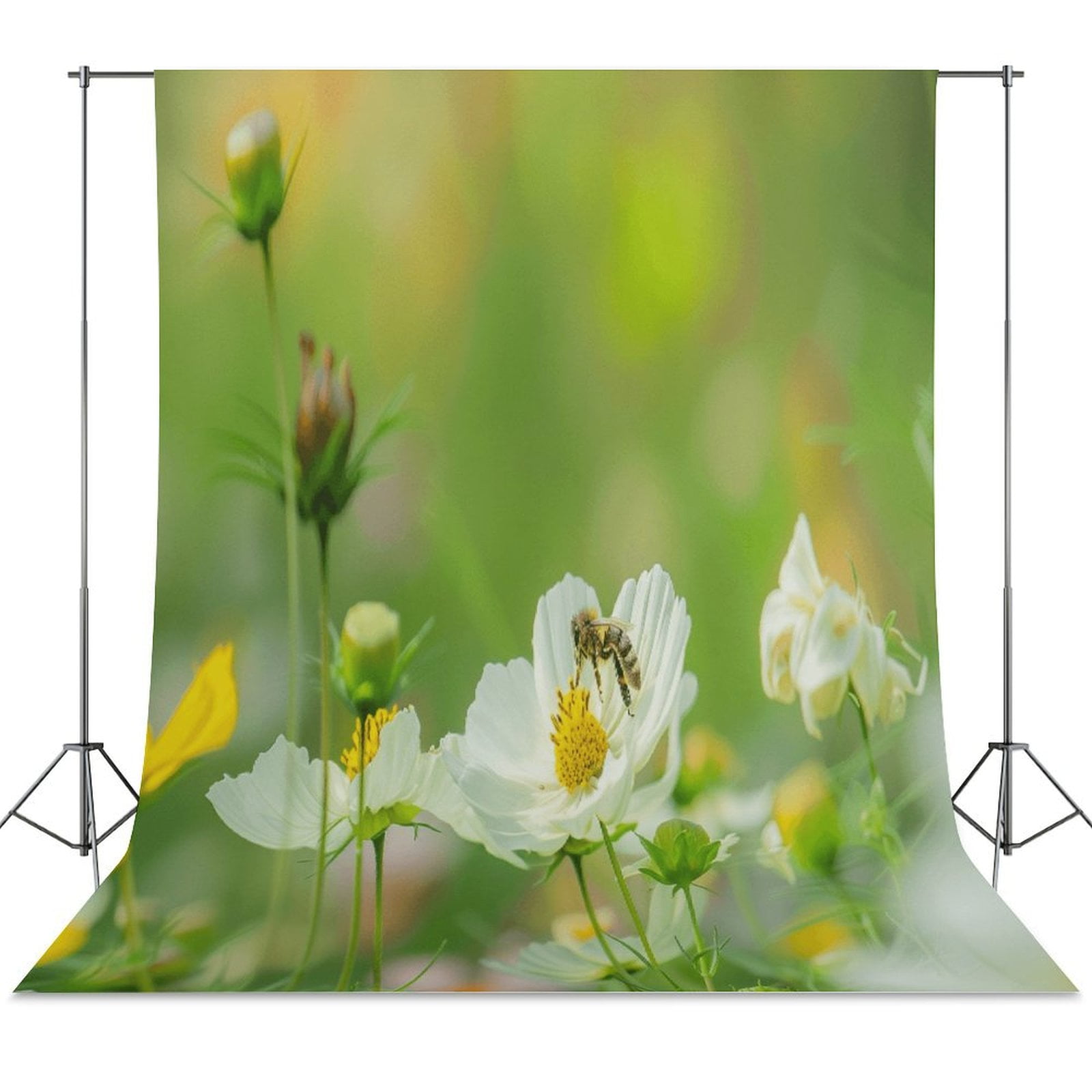 Bees Collect Honey Spring Wall Backdrop Background Floral Backdrops ...