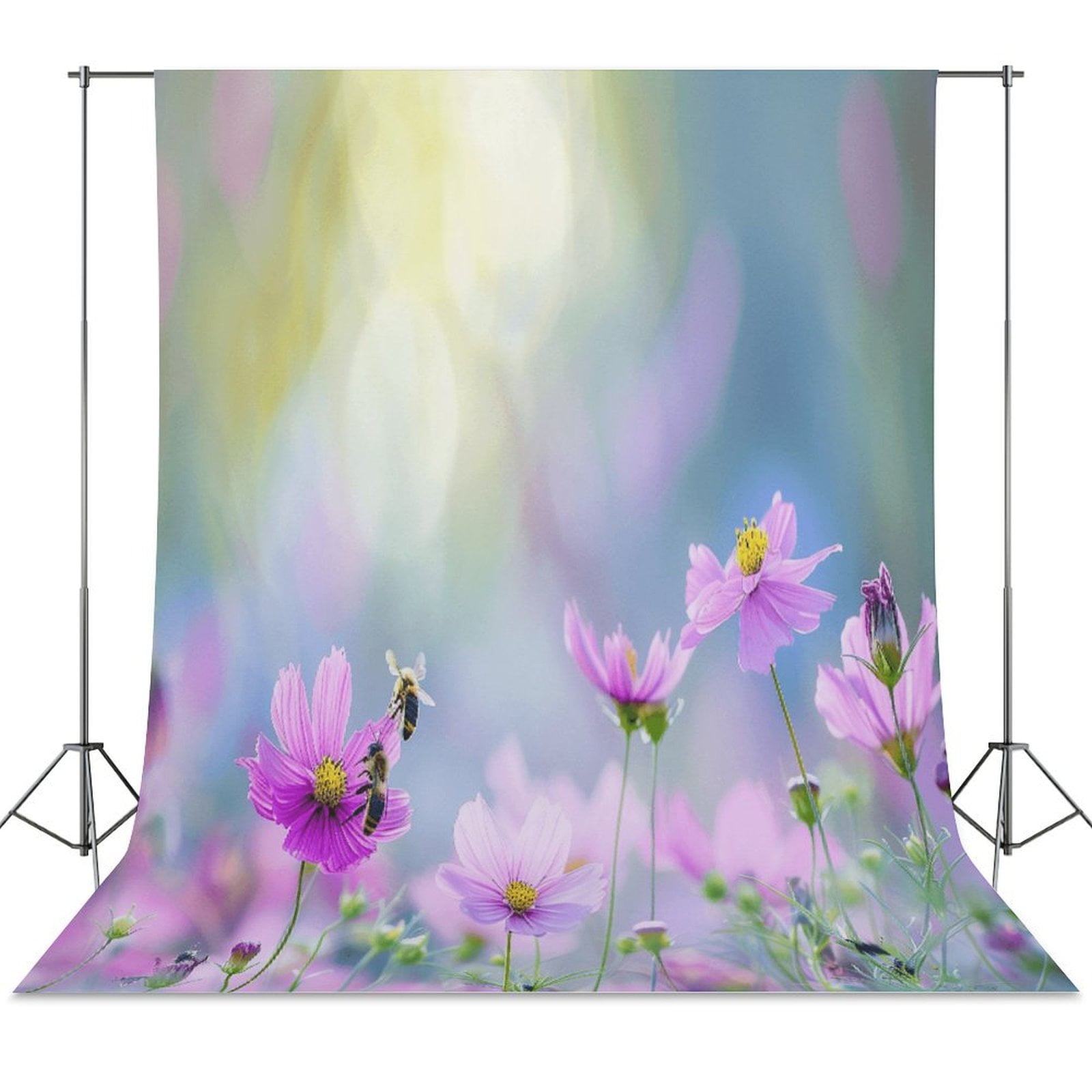 Bees Collect Honey Spring Wall Backdrop Background Floral Backdrops ...