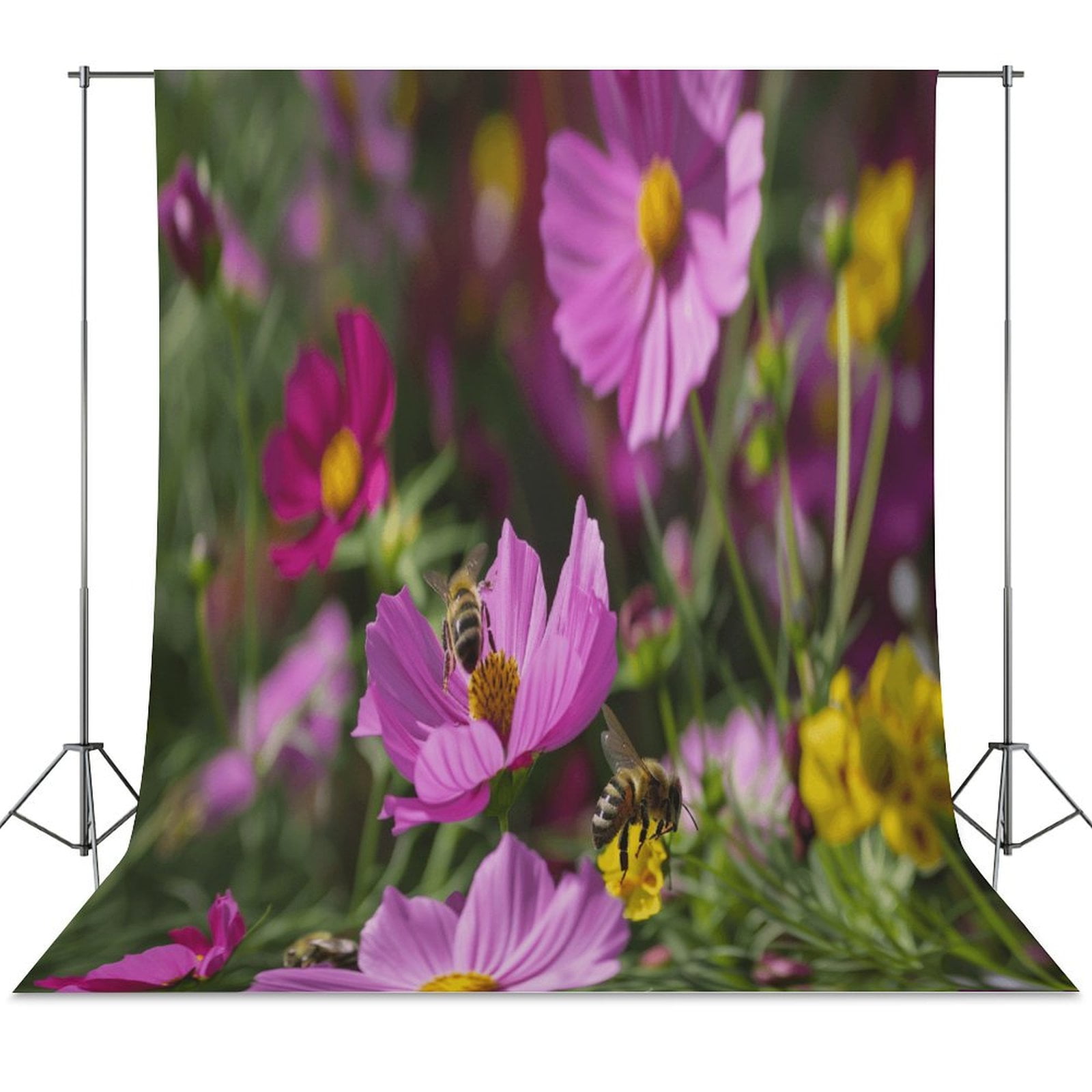 Bees Collect Honey Spring Wall Backdrop Background Floral Backdrops ...
