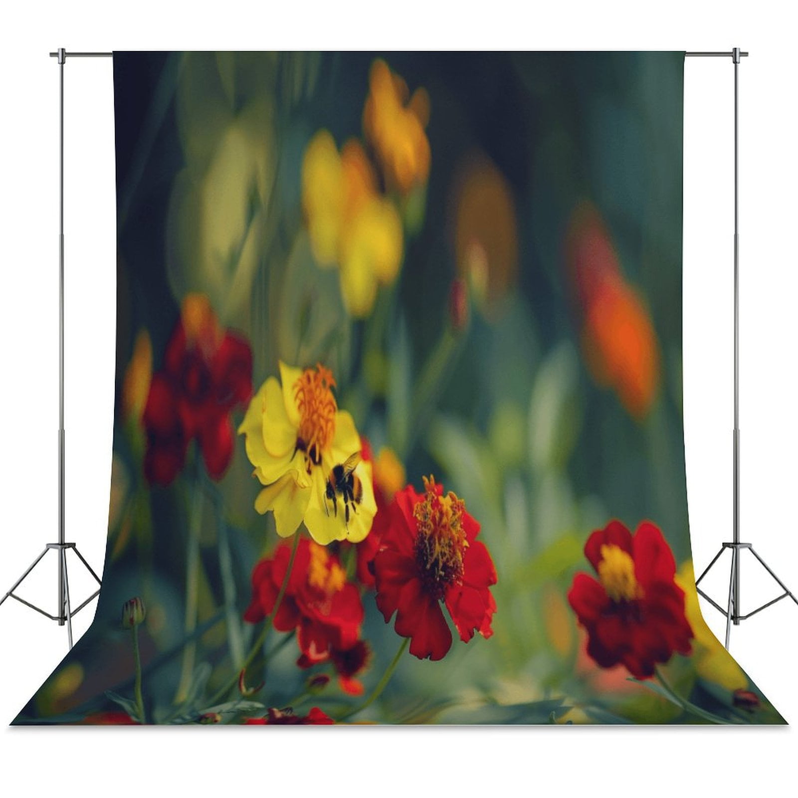 Bees Collect Honey Spring Wall Backdrop Background Floral Backdrops ...