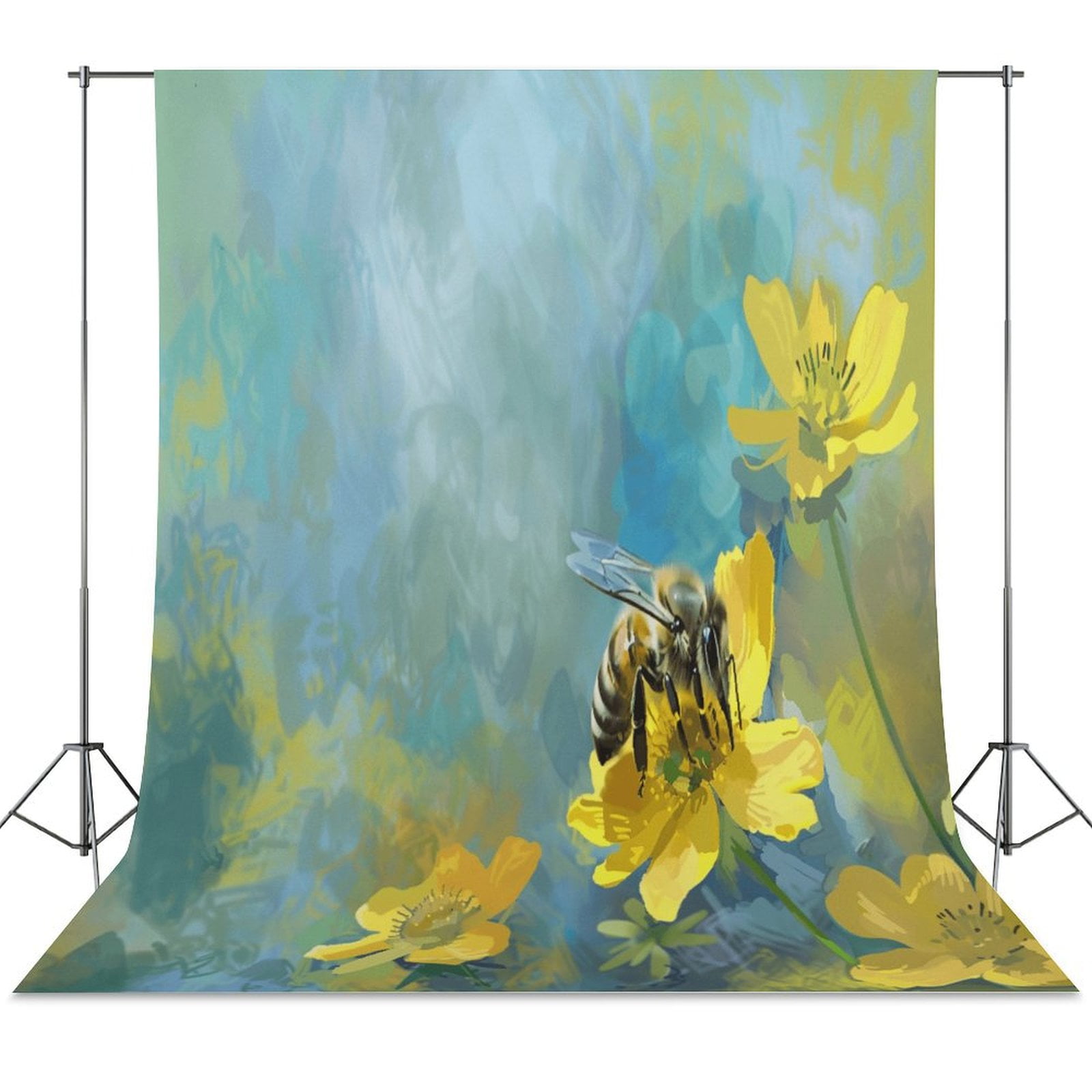 Bees Collect Honey Spring Wall Backdrop Background Floral Backdrops ...