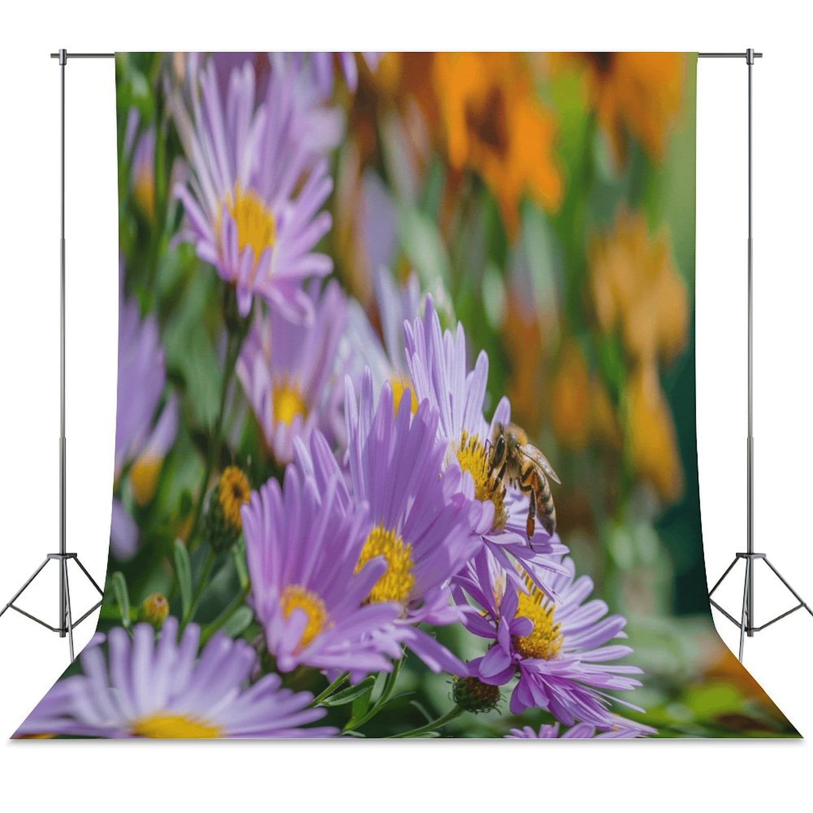 Bees Collect Honey Spring Wall Backdrop Background Floral Backdrops ...