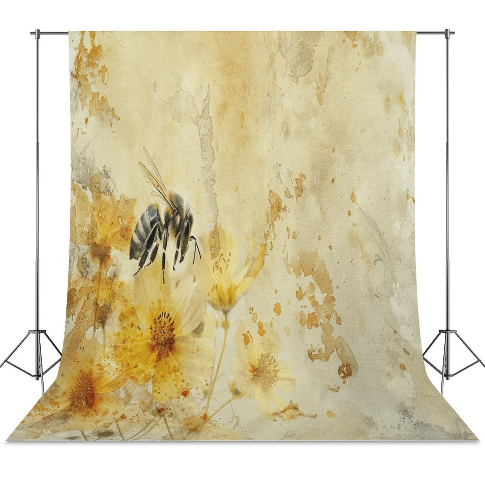 Bees Collect Honey Spring Wall Backdrop Background Floral Backdrops ...