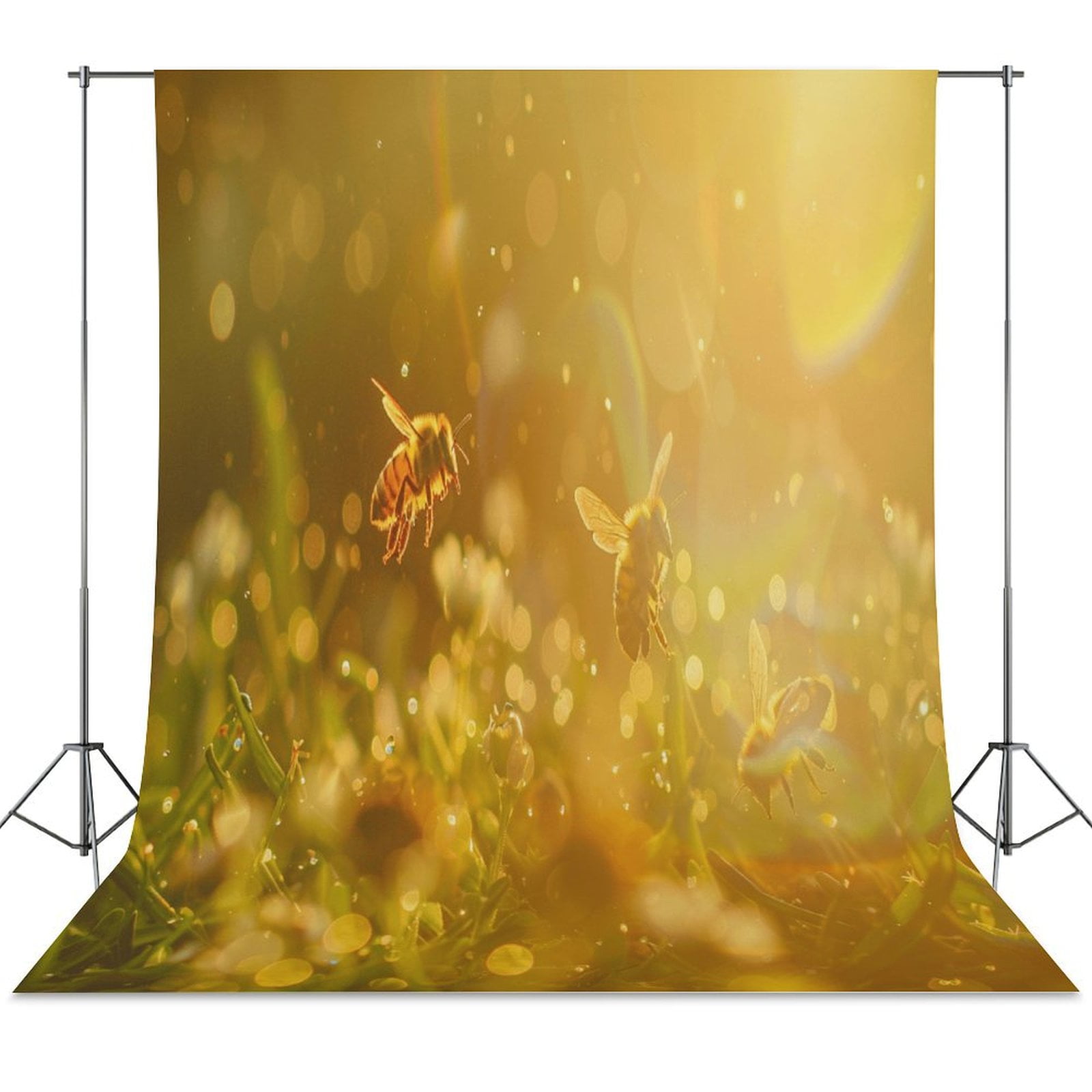 Bees Collect Honey Spring Wall Backdrop Background Floral Backdrops ...