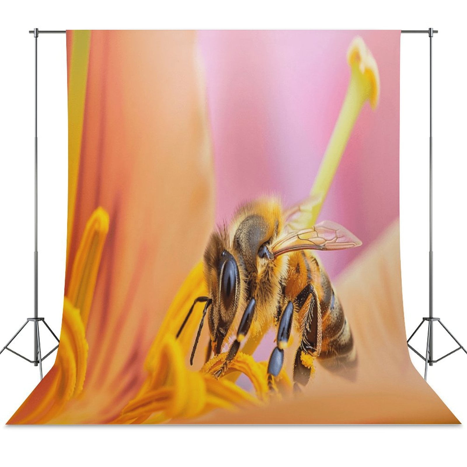 Bees Collect Honey Spring Wall Backdrop Background Floral Backdrops ...