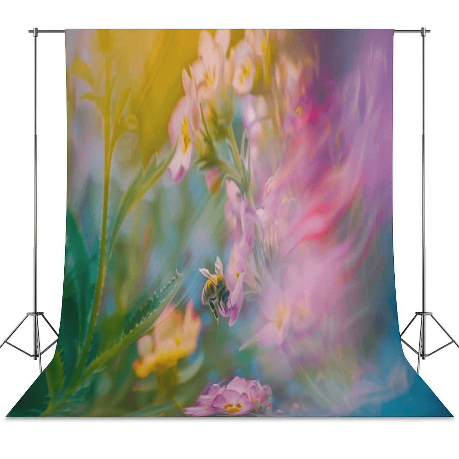 Bees Collect Honey Spring Wall Backdrop Background Floral Backdrops ...