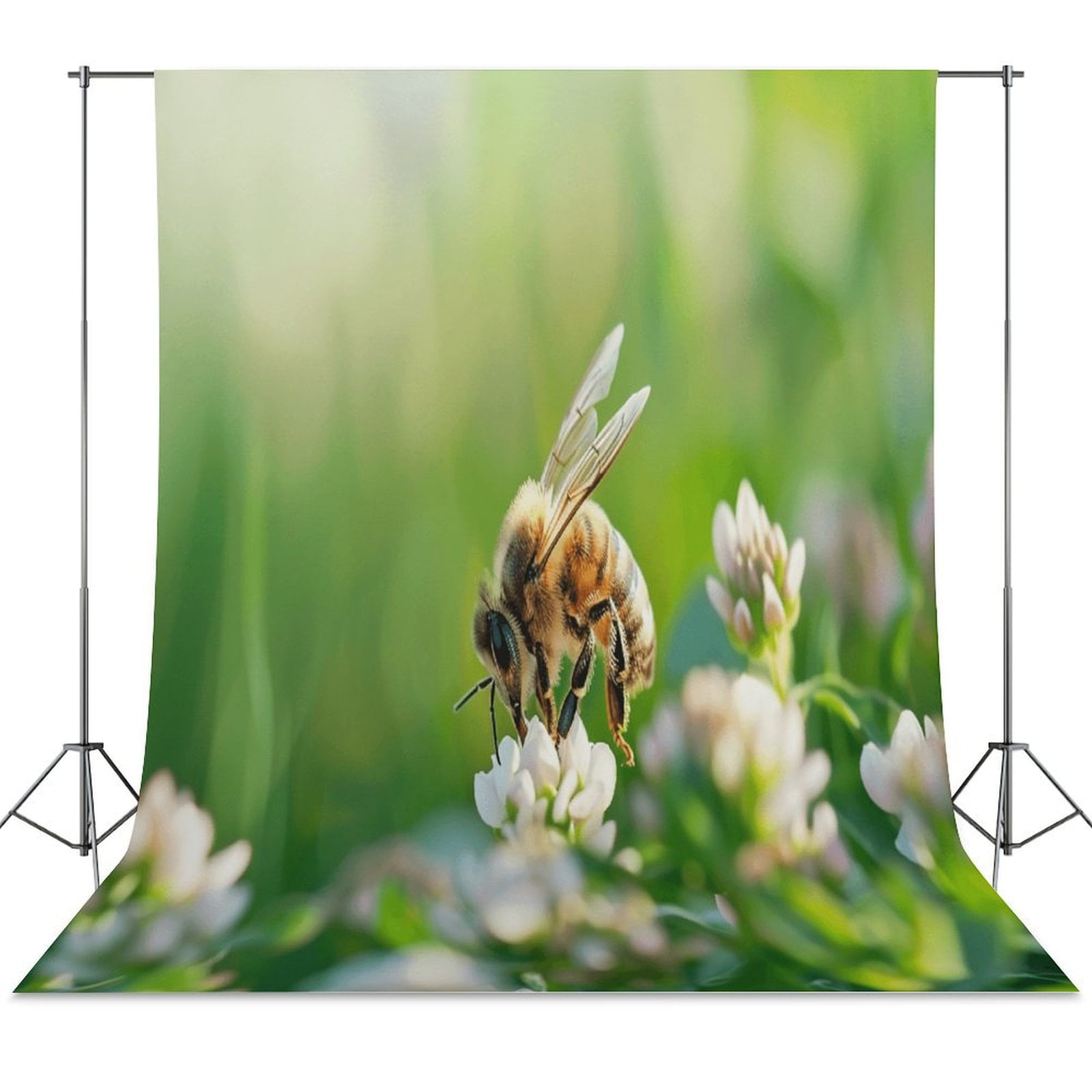 Bees Collect Honey Spring Wall Backdrop Background Floral Backdrops ...