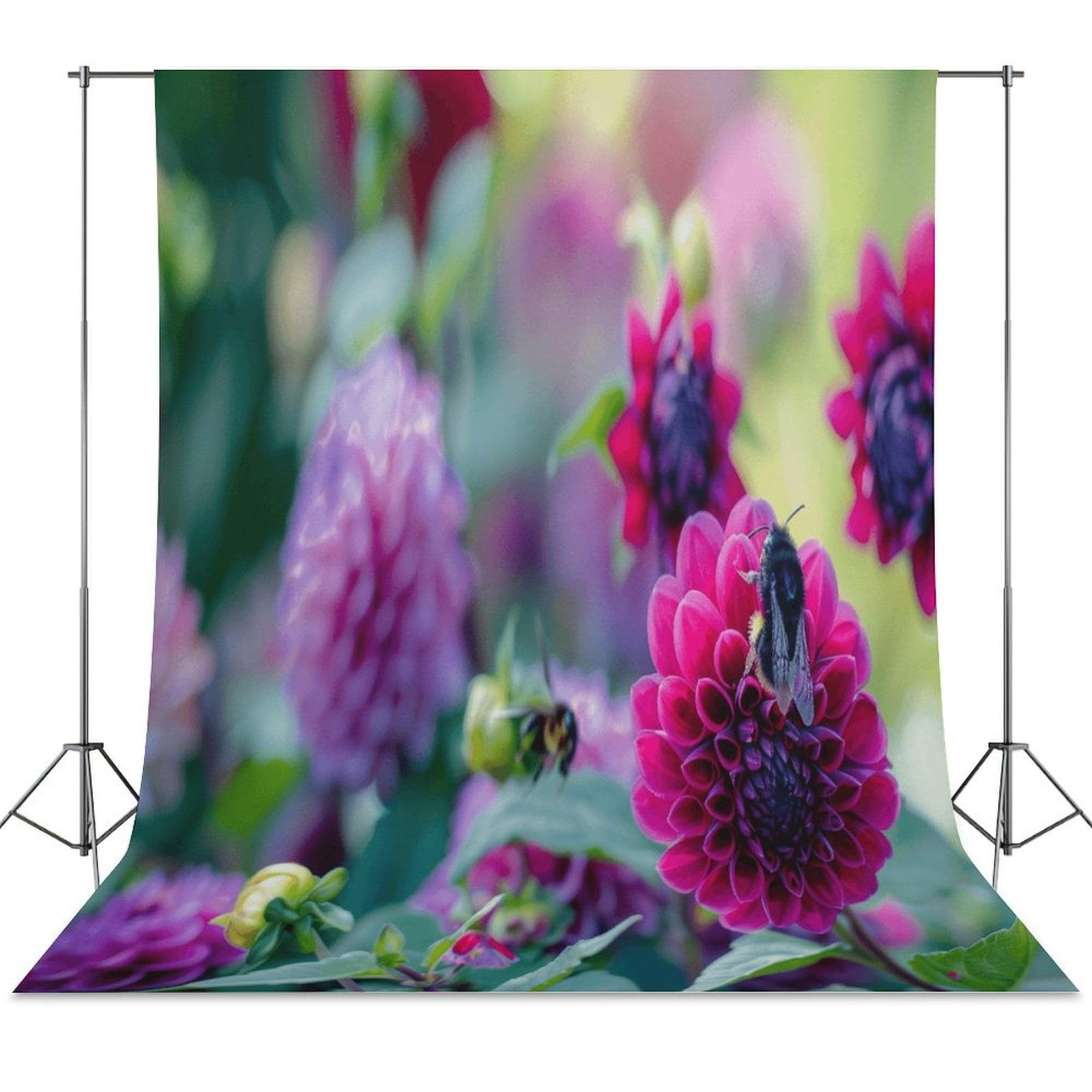 Bees Collect Honey Spring Wall Backdrop Background Floral Backdrops ...