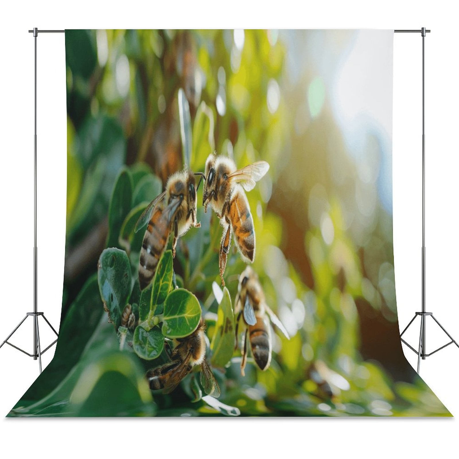 Bees Collect Honey Spring Wall Backdrop Background Floral Backdrops ...