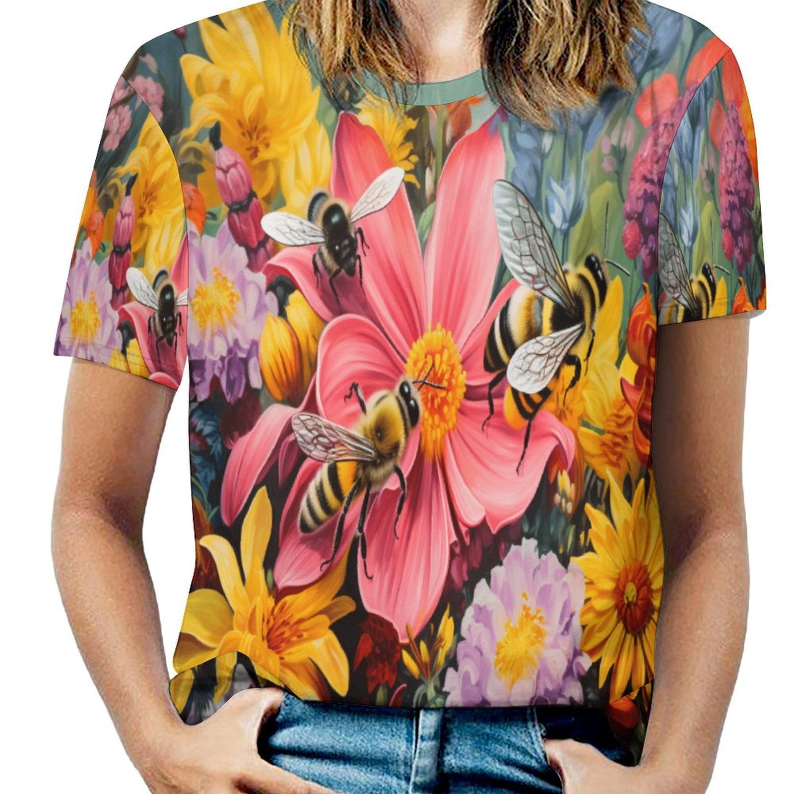 Bees Collect Honey Women's T-Shirt Short Sleeve T Shirts Tops Tee Ladies Loose T - Walmart.com