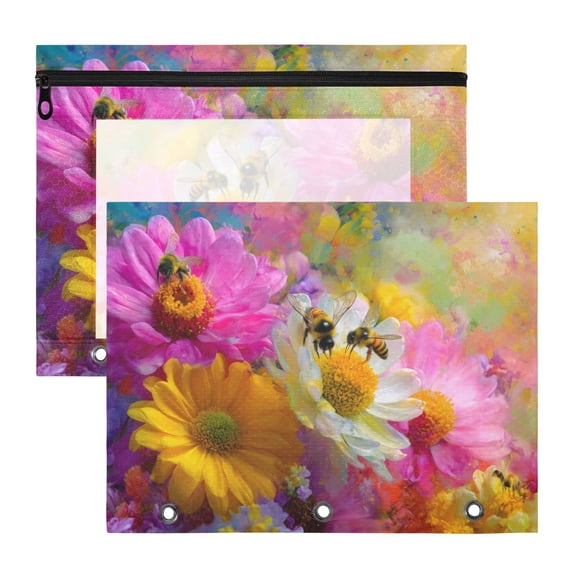 Bees Collecting Nectar Digital Painting 3-Ring Binder Pocket with ...