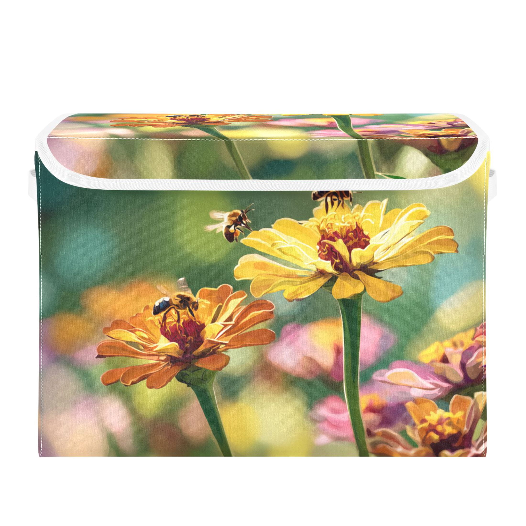 Bees Collecting Nectar on Spring Foldable Storage Bins with Lids ...