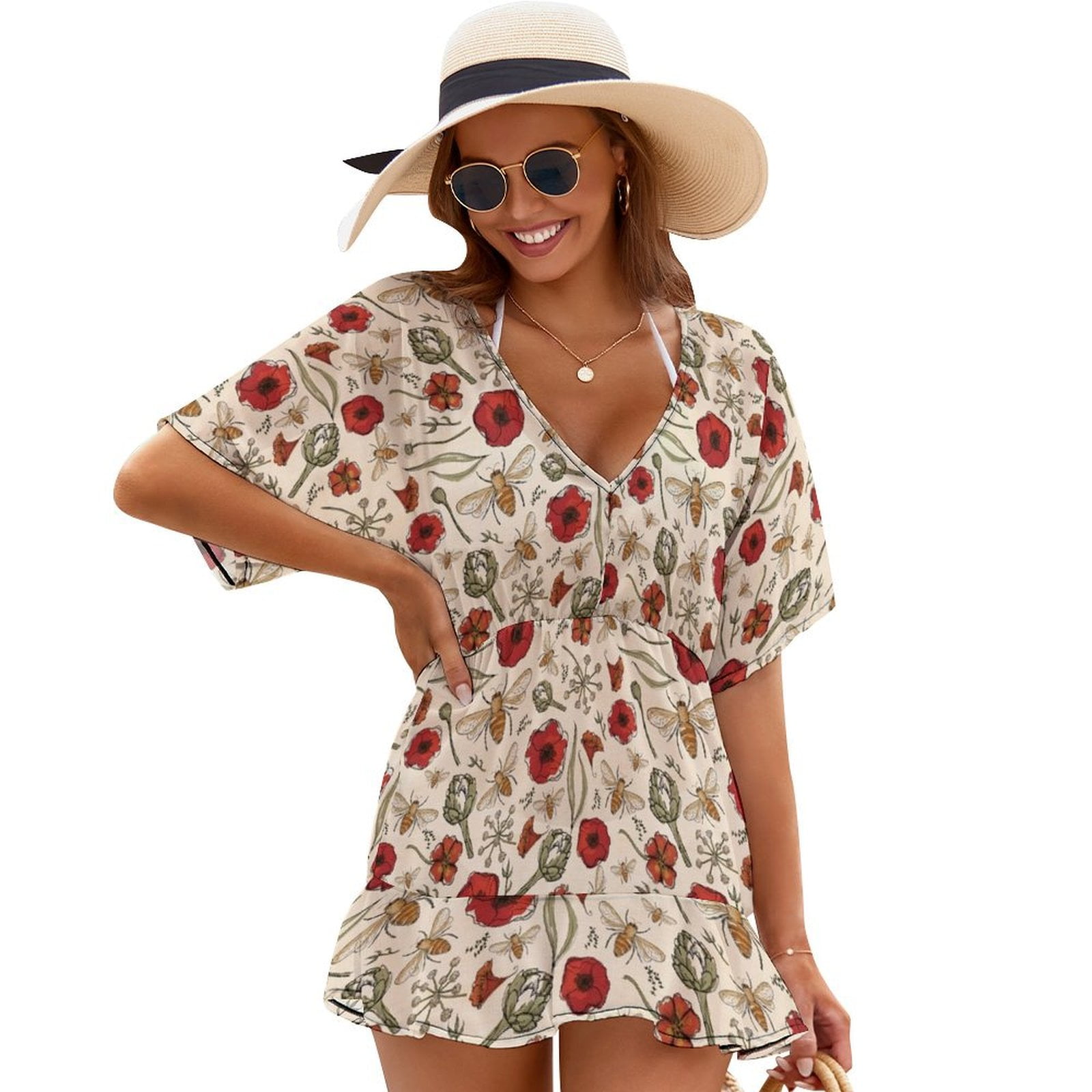 Bees Cover Ups prom dresses 2024 womens clothing loose summer dress ...