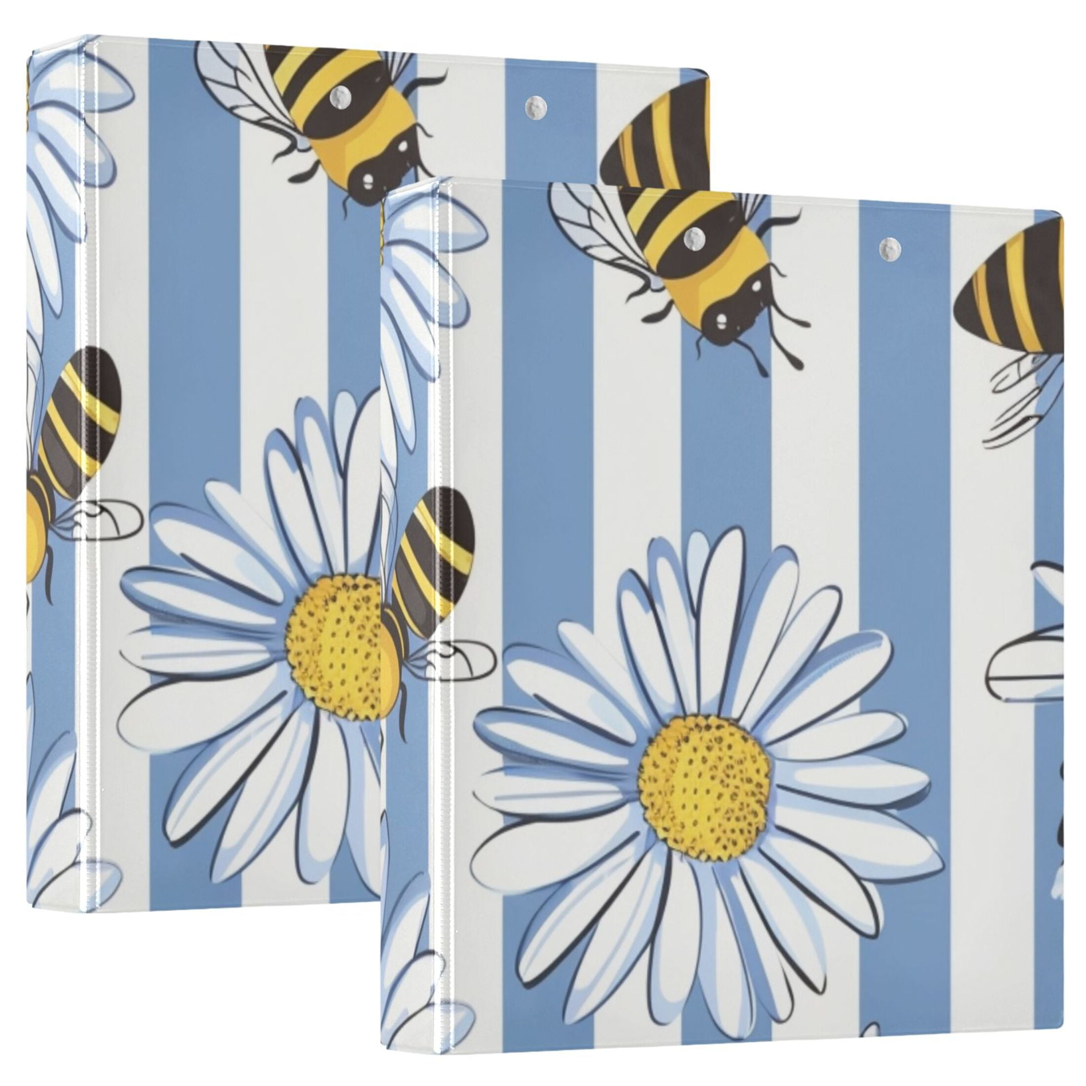 Bees Daisies Flowers 3 Ring Binders 1.5 inch Hardcover File Folders ...