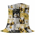 Bees Daisy Fleece Throw Blanket Lightweight Rustic Countryside Summer ...