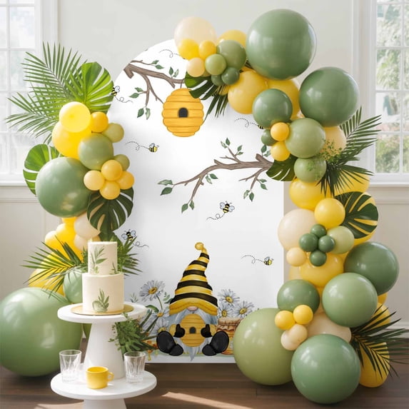 Bees Dwarf Arch Backdrop Cover, 6FT, Springs White Daisy Branch Flower ...