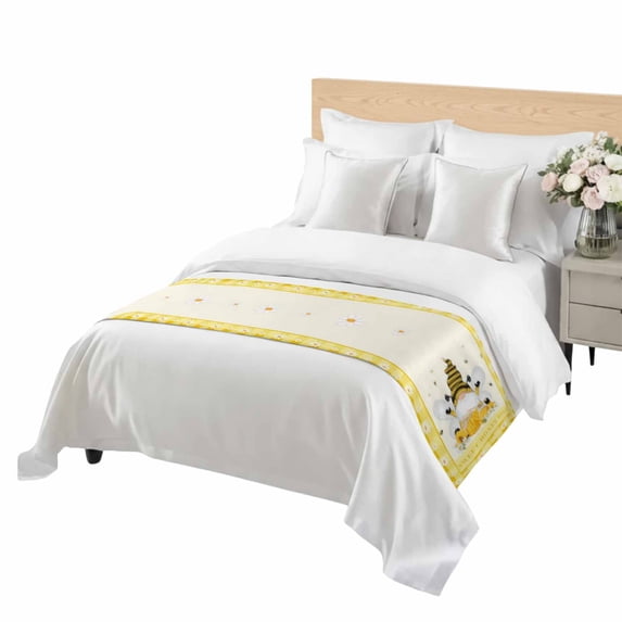 Bees Dwarf Bed Runner King Size Daisy Honey Farm Yellow Plaid Soft Bed ...