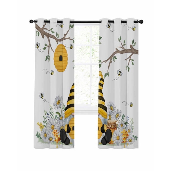 Bees Dwarf Blackout Curtains 84 Inch Length Springs White Daisy Branch ...