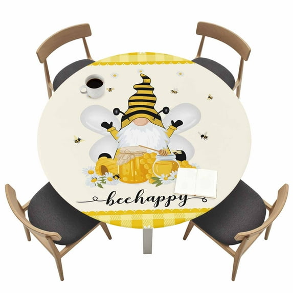 Bees Dwarf Round Fitted Tablecloth with Elastic Edge Daisy Honey Farm ...
