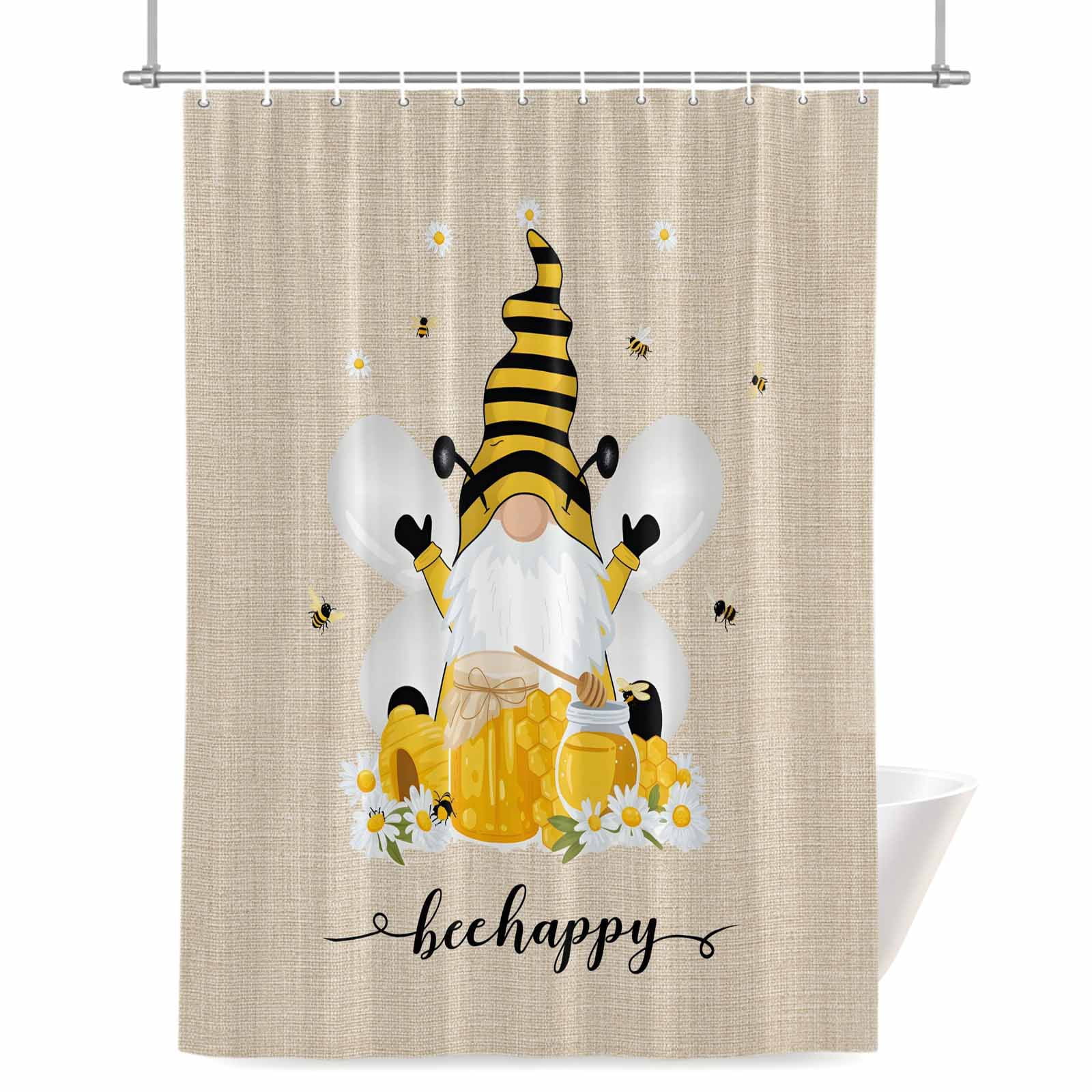 Bees Dwarf Shower Curtain, Daisy Honey Farm Vintage Waterproof Shower ...