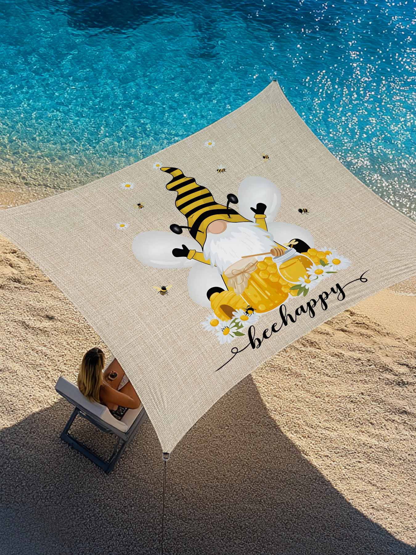 Bees Dwarf Sun Shade Sail 12' x 16', Daisy Honey Farm Vintage Rectangle ...