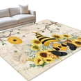 Bees Dwarfs 5x7ft Non Slip Area Rug Yellow Sunflowers Branch Spring ...