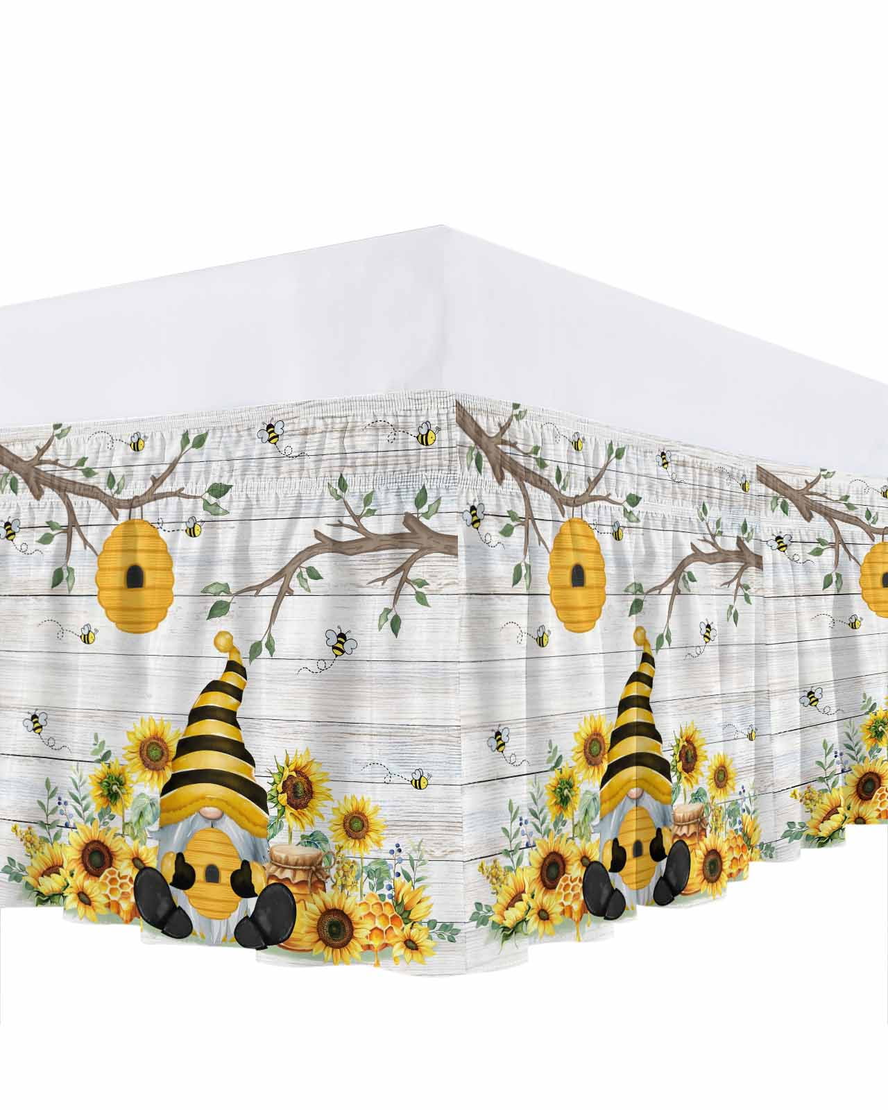 Bees Dwarfs Bed Skirt California King Size 16 Inch Drop, Yellow ...